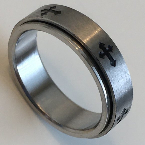 Jewelry | Stainless Steel Cross Spinner Ring | Poshmark